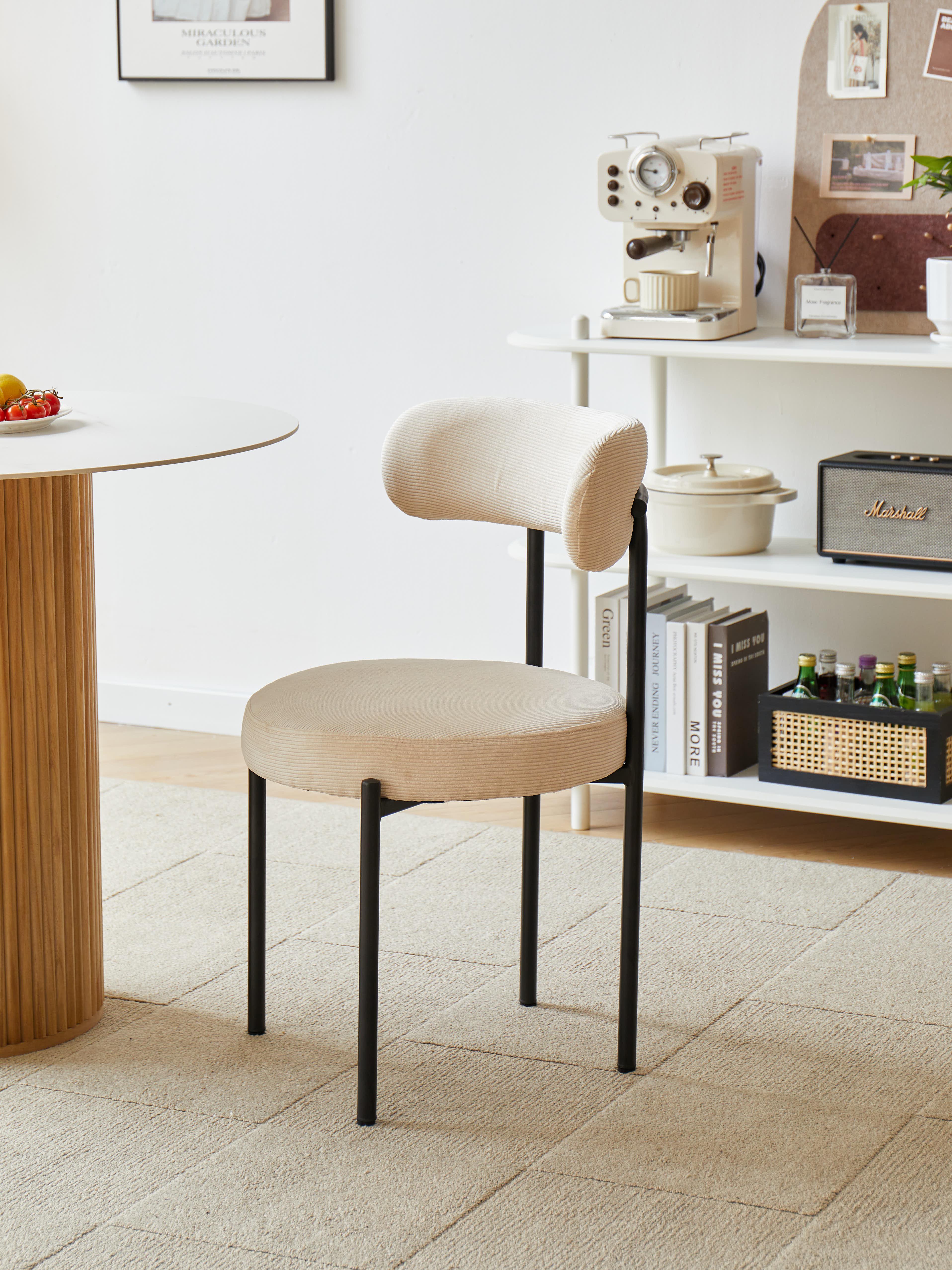 LARS Set of 2 Metal and Ribbed Beige Velvet Chairs – Nordlys USA