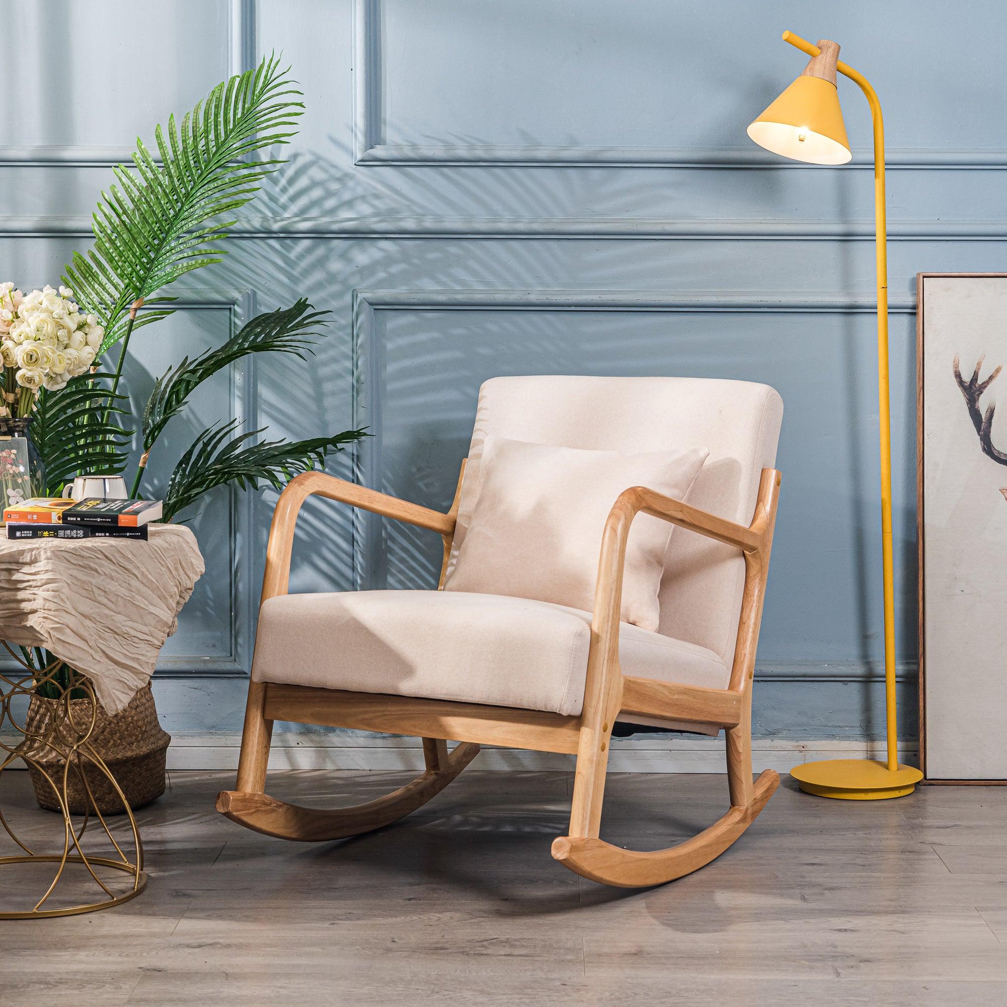 DIANA Solid Wood and Beige Rocking Chair – Nordlys USA