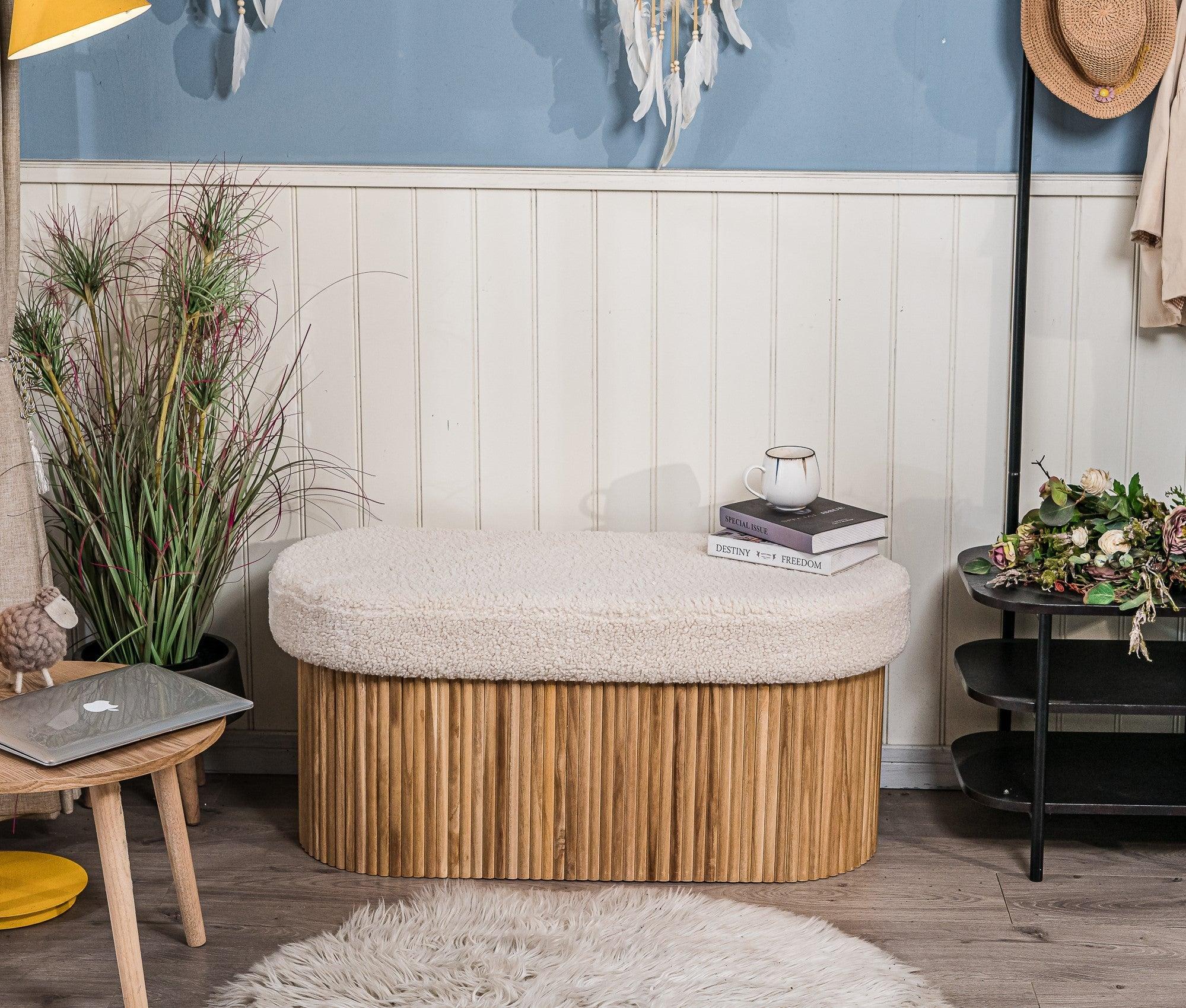 BAOTSU White Bouclé Storage Bench – Nordlys USA