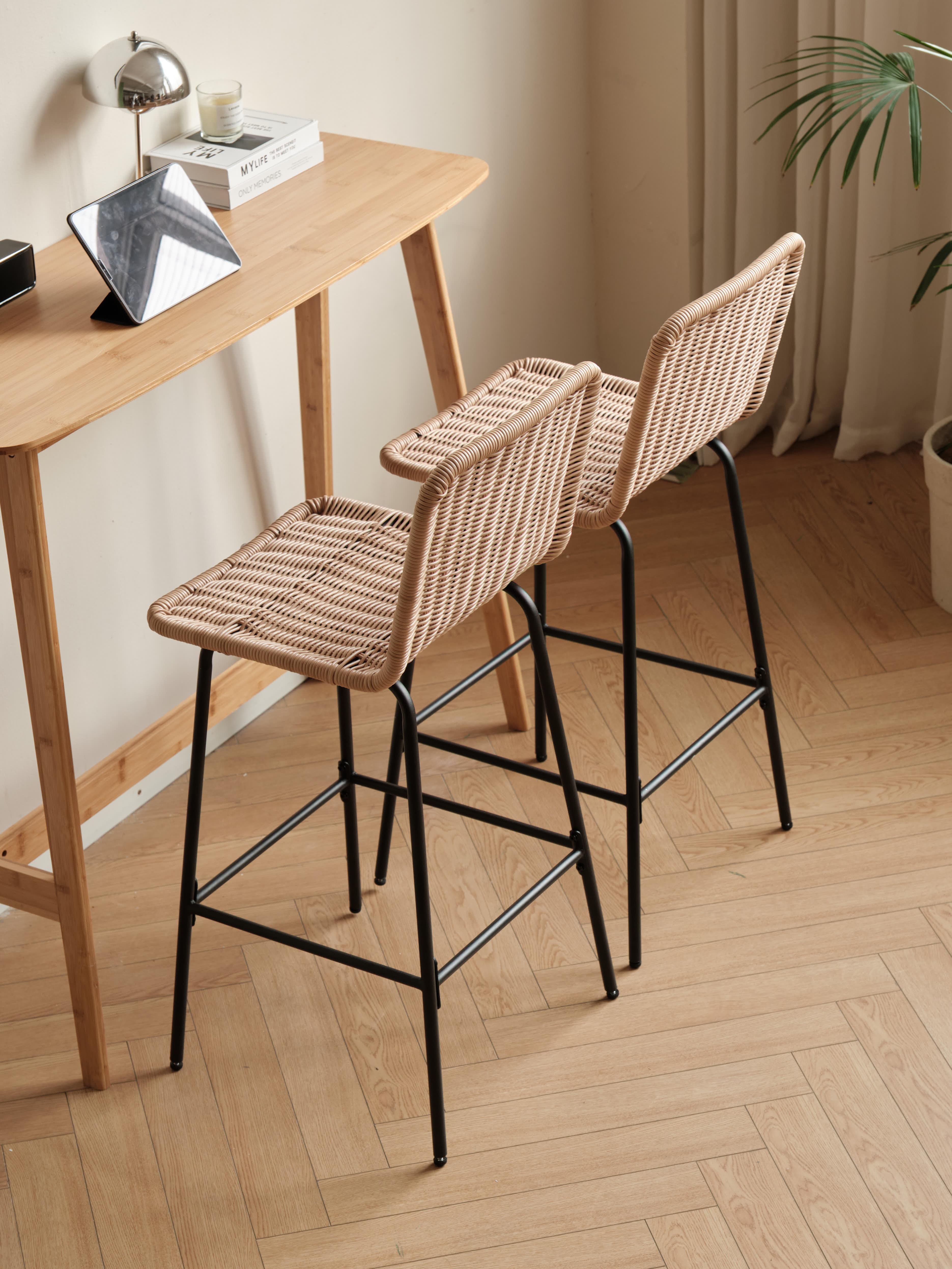BANGKOK Set of 2 Metal and Fiber Bar Stools – Nordlys USA