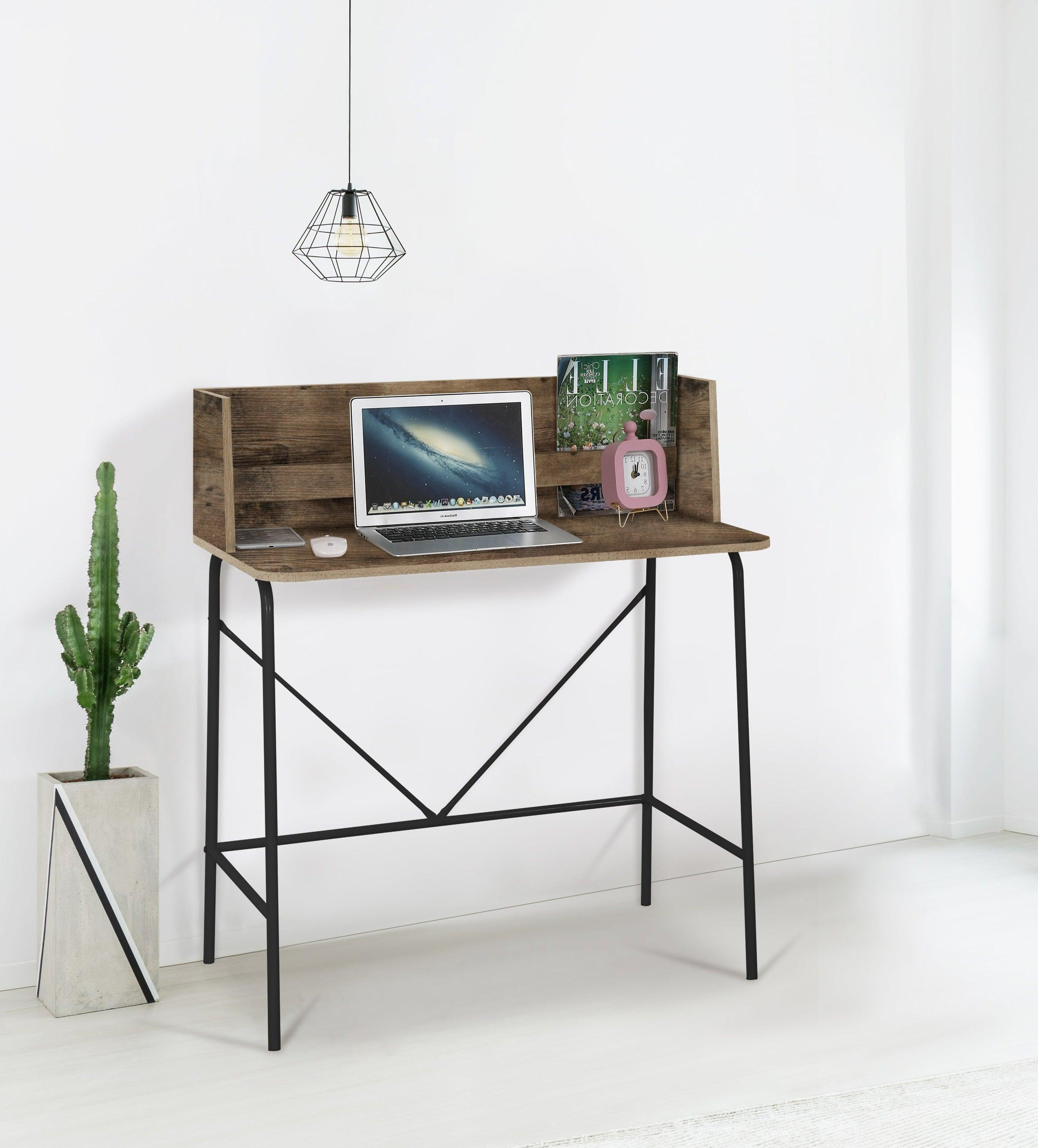 HOUSTON Metal and Brown Wood Top Desk – Nordlys USA