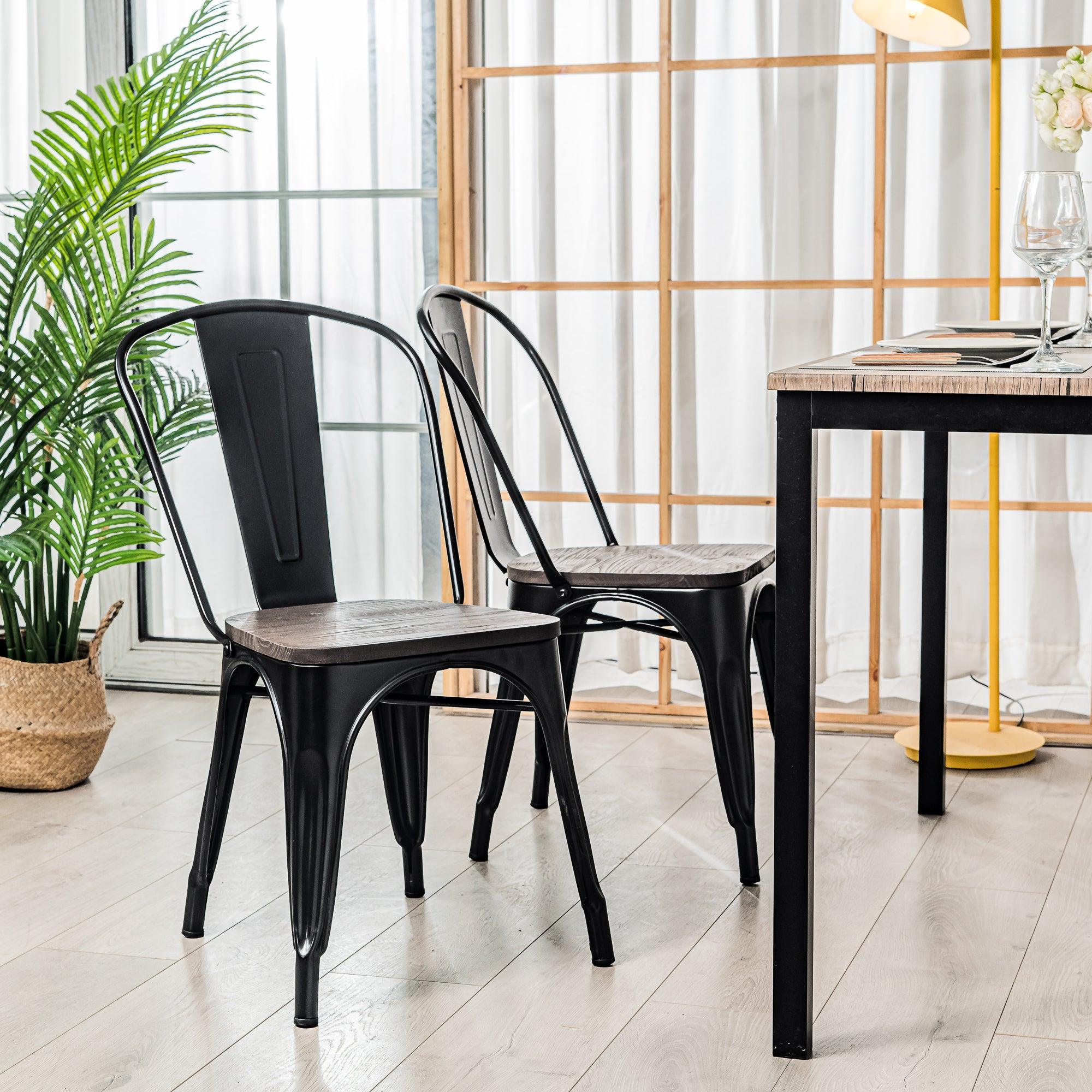 NASH Set of 4 Metal and Black Wood Chairs – Nordlys USA