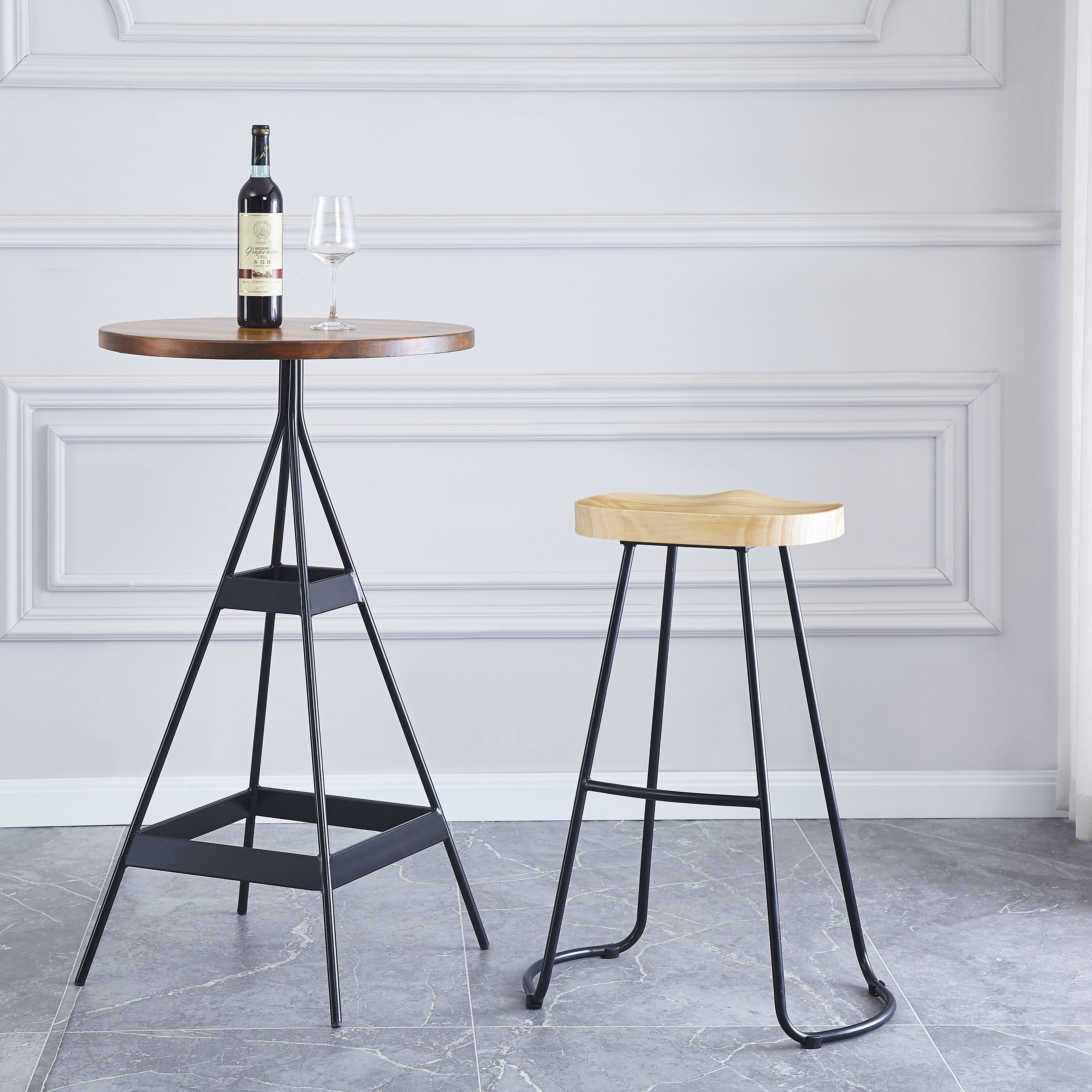 NIKKO Set of 2 Metal and Ash Wood Bar Stool – Nordlys USA